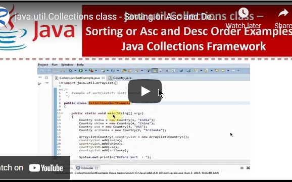 Java Util Collections Class Sorting Or Asc And Desc Order Examples