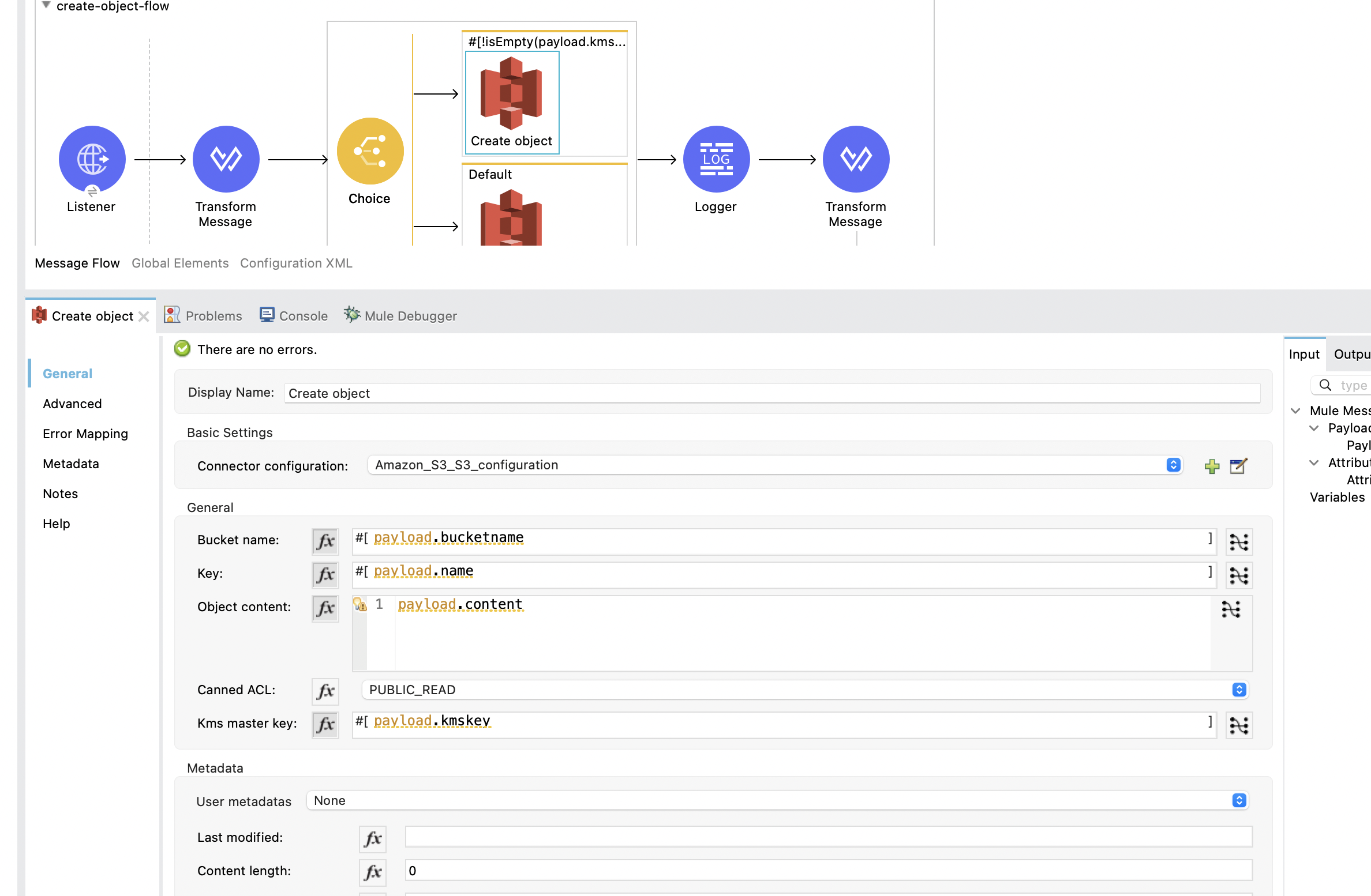 Using Server-Side Encrypt Data AWS KMS to Integrate With Mule-4 AWS-S3 Connector