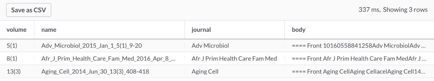 Using SingleStore DB: Full-Text Index and Search
