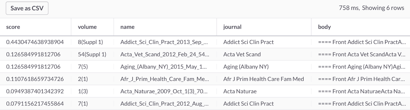 Using SingleStore DB: Full-Text Index and Search