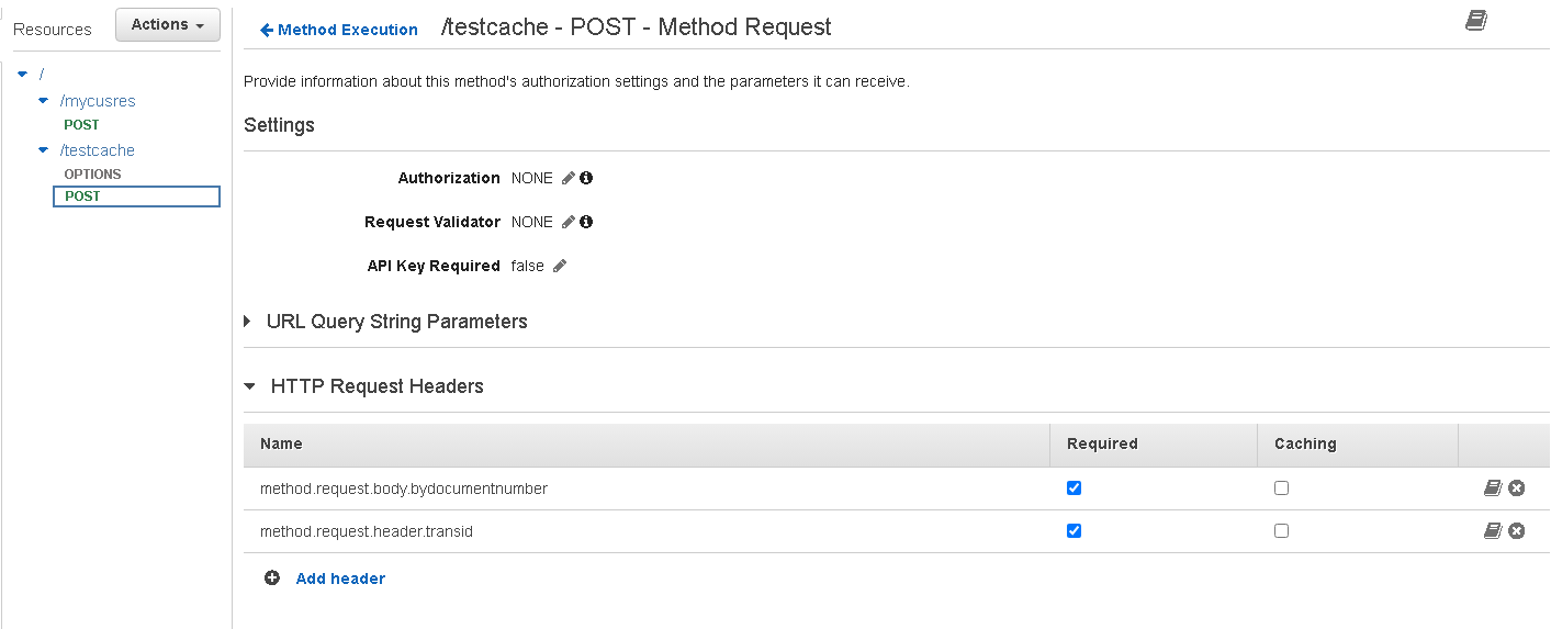 API Gateway Cache for POST Method