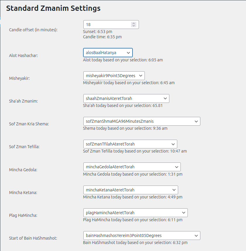 Implement PHP Zmanim in WordPress Using Zmanim-WP