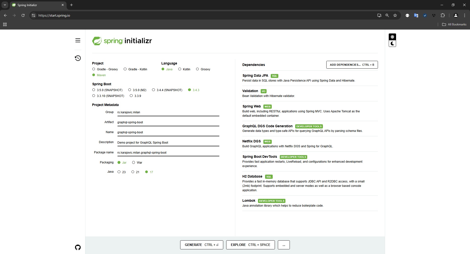 DGS GraphQL and Spring Boot