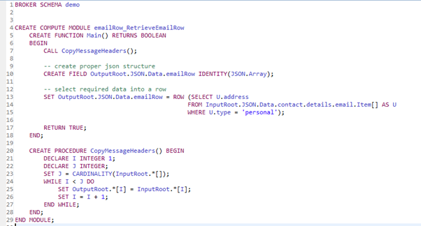 ESQL SELECT and ROW Functions in ACE