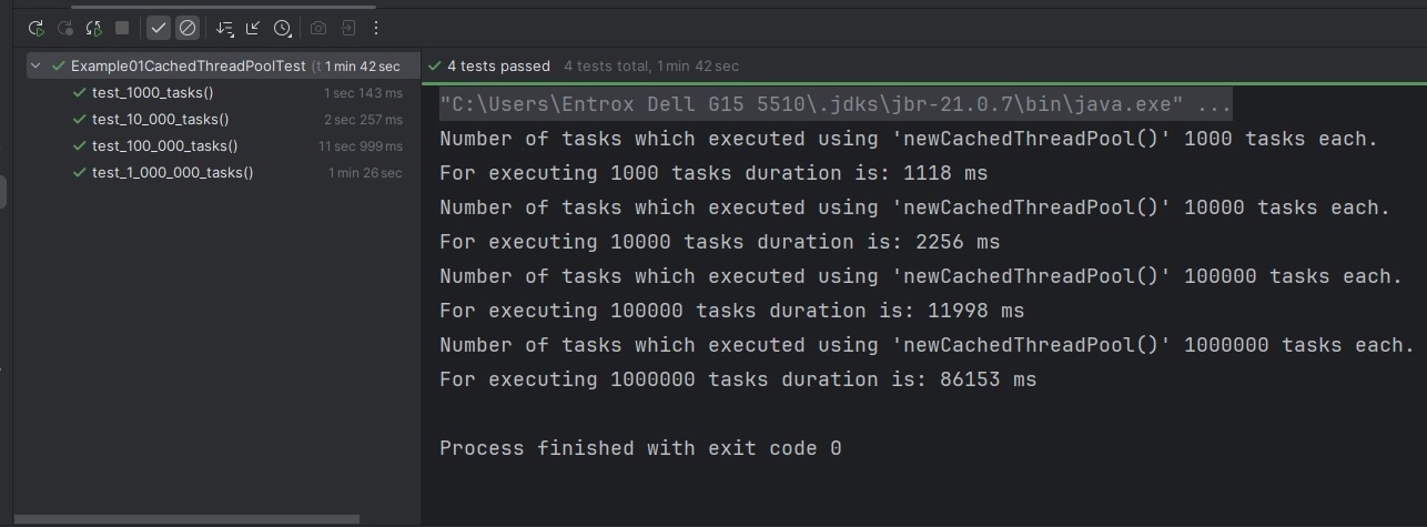Java 21 Virtual Threads vs Cached and Fixed Threads