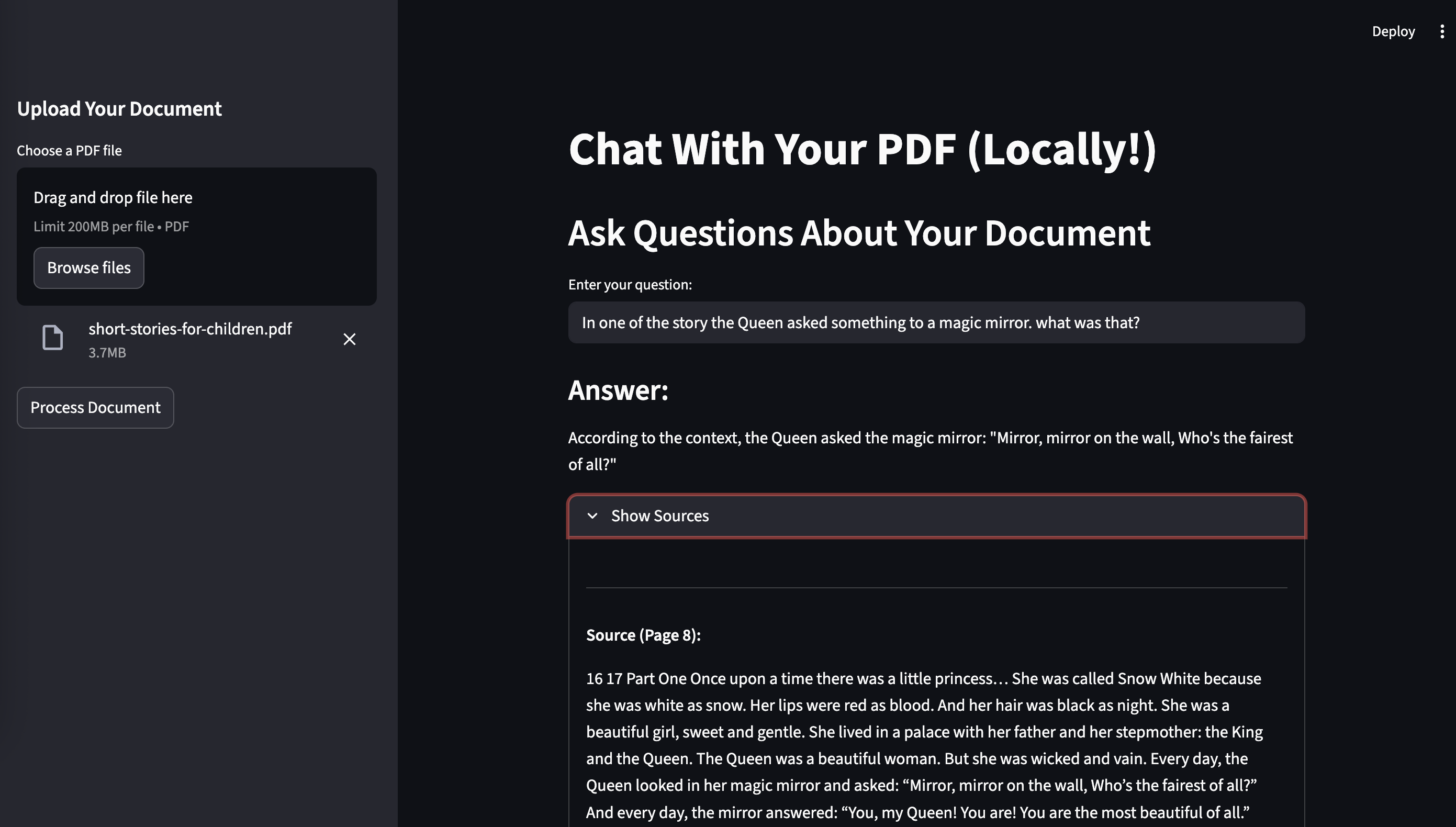 Building a Local RAG App With a UI, No Vector DB Required